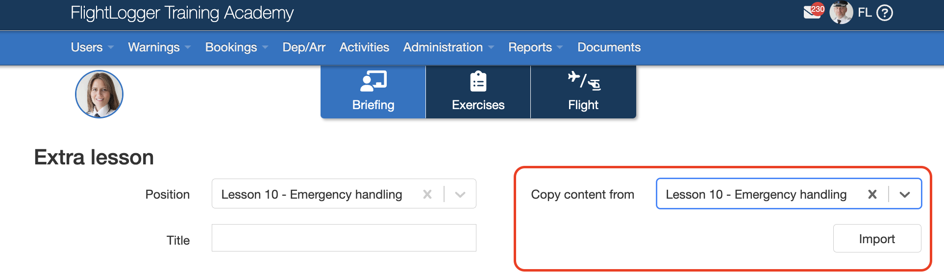 Creating and registering custom and extra lessons